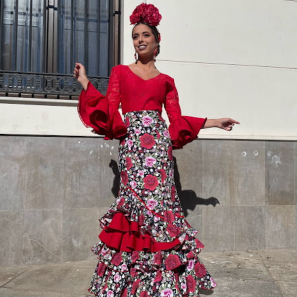 Falda de Gitana modelo Granada color estampado de flores - Viva la Feria